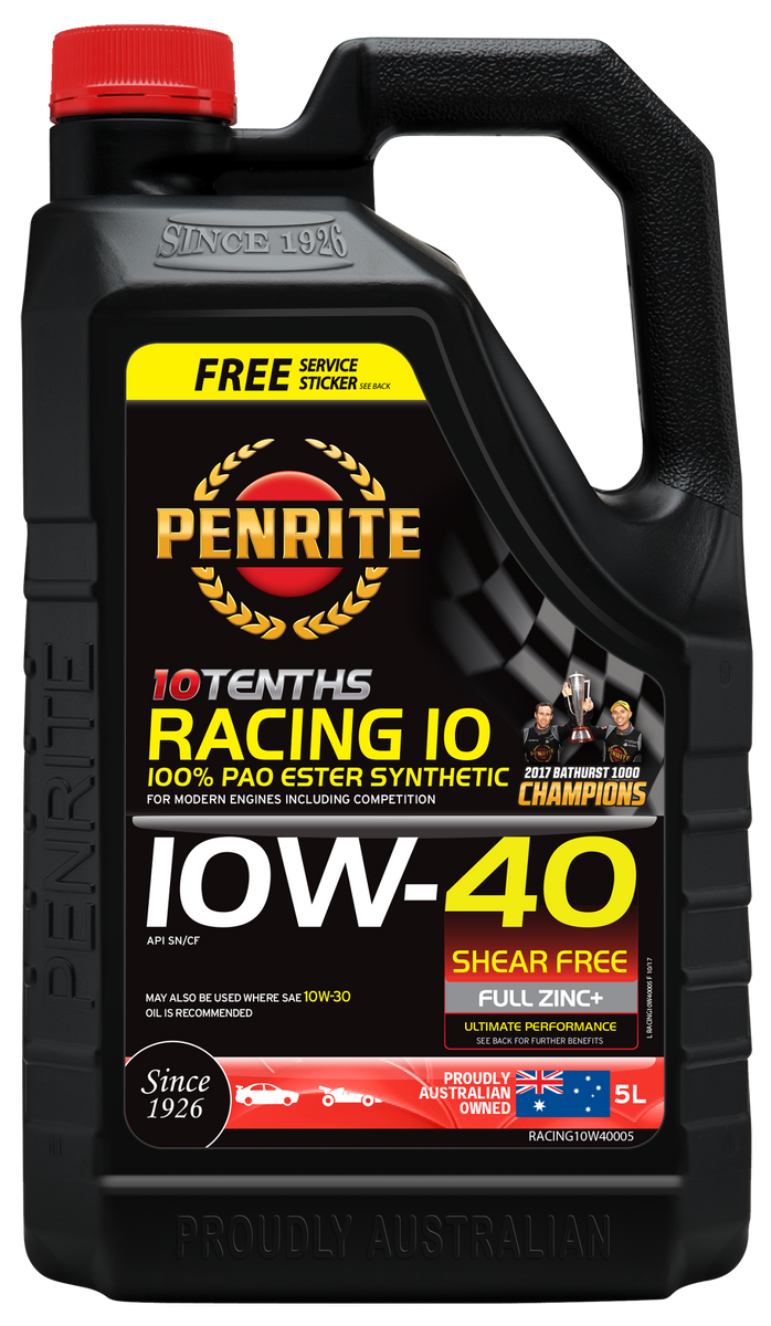 10 Tenth Racing 10W-40 (100% PAO & ESTER) - Penrite 4 X 5 Litre (Carto ...
