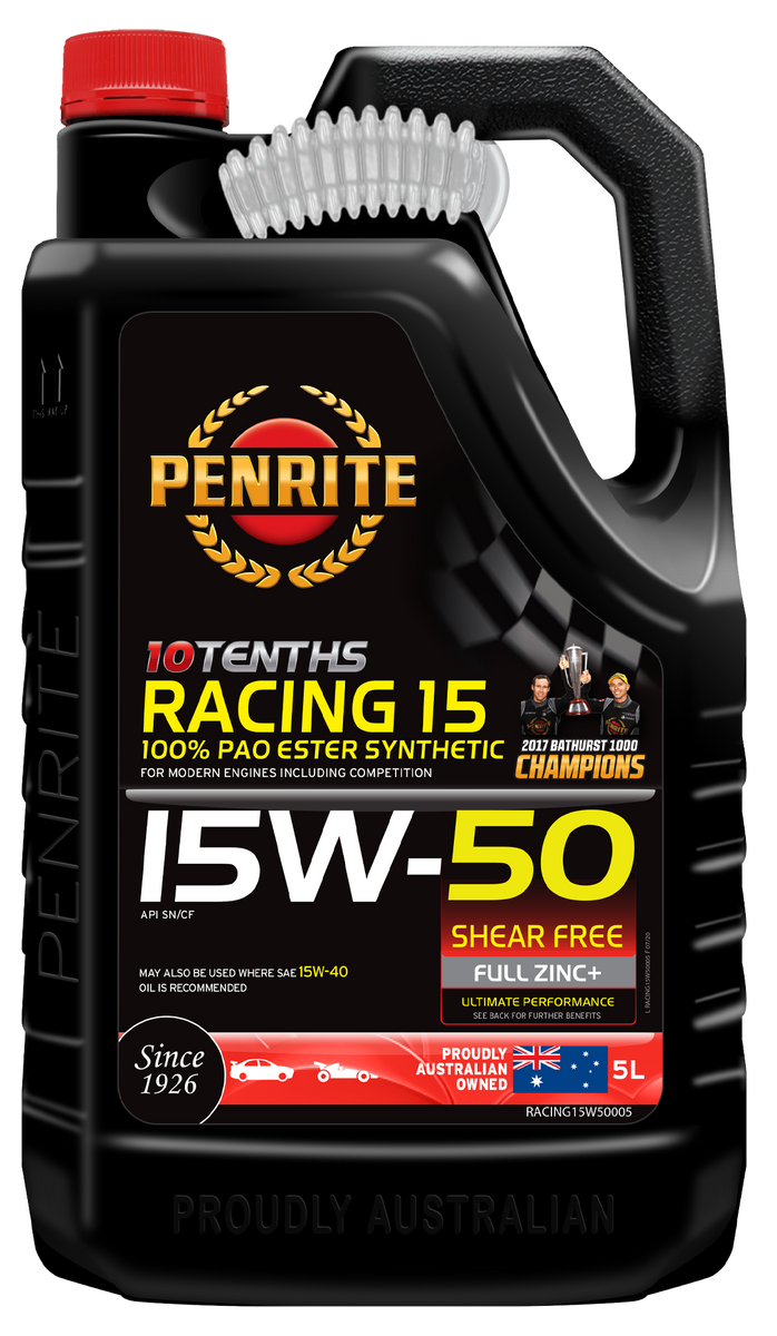 10 Tenth Racing 15W-50 (100% PAO & ESTER) - Penrite 4 X 5 Litre (Carto ...