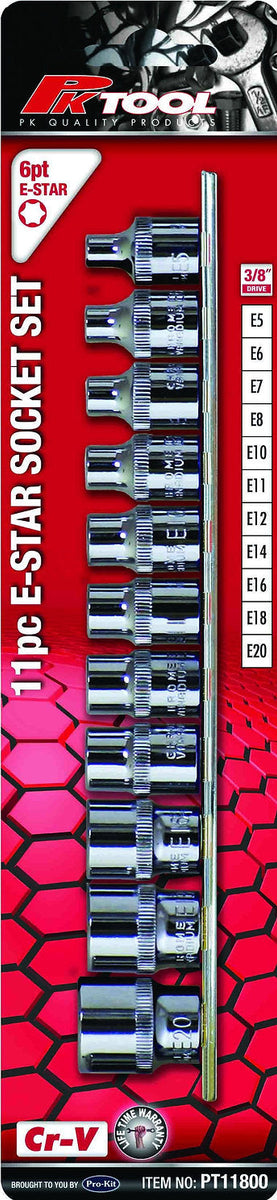 11 Piece 3/8” DR E-Star Socket Set CR-V - PKTool – Universal Auto Spares
