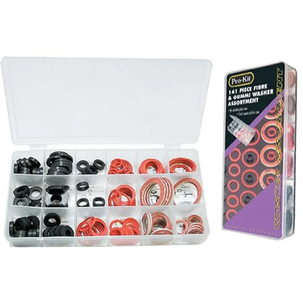 141 Piece Fiber & Rubber Washer Assortment - PKTool – Universal Auto Spares