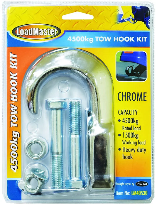 4500kg Tow Hook Kit Chrome & Black, Bullbar & Chassis Mount - LoadMast – Universal Auto Spares