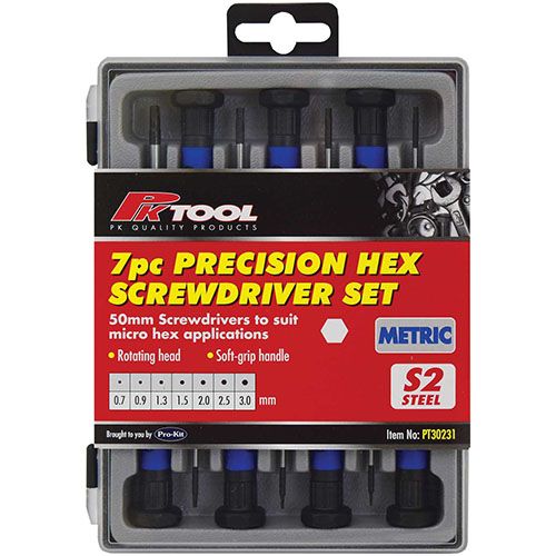 7 Piece Hex Metric Precision Screwdriver Set PKTool