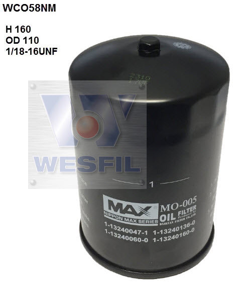 Oil Filter Z618/Z776 Fits Isuzu WCO58NM - Wesfil – Universal Auto Spares